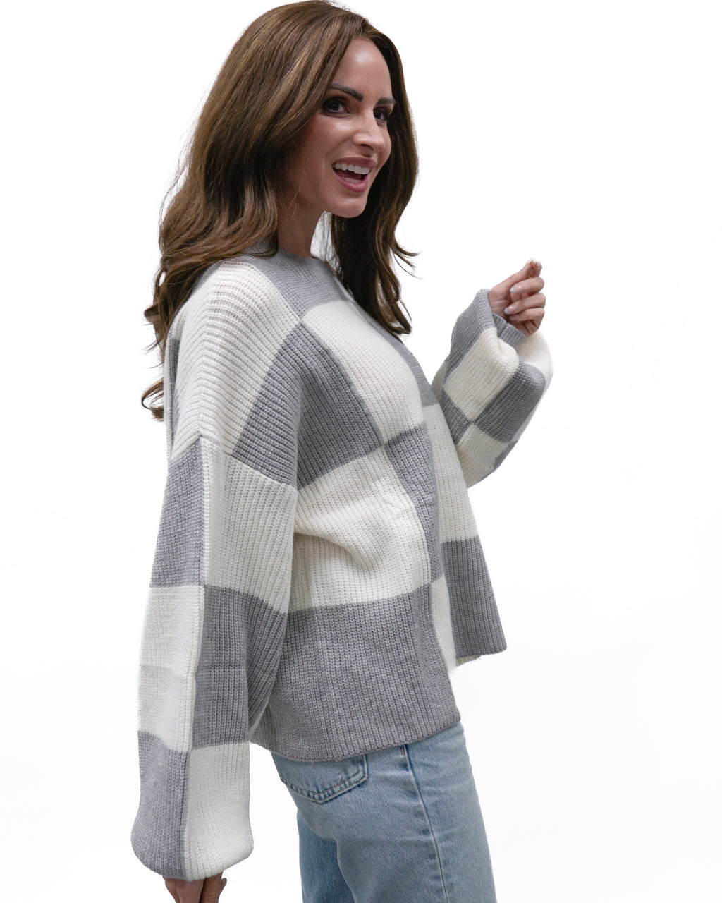 Checkerboard Sweater - Grey – shop samantha busch